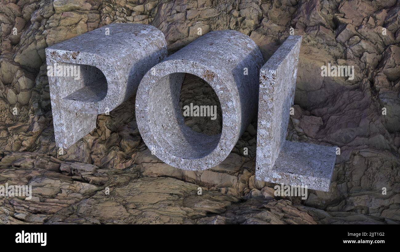 A closeup shot of tridimensional concrete letters and symbols over a ...