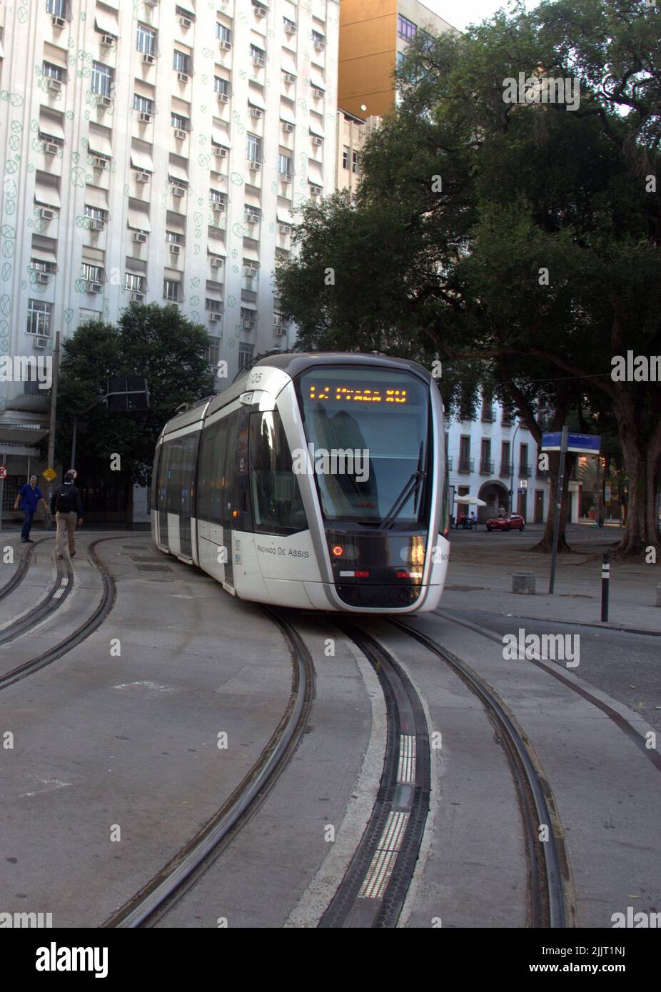 A vertical shot of a tram in downtown Rio de Janeiro Stock Photo - Alamy