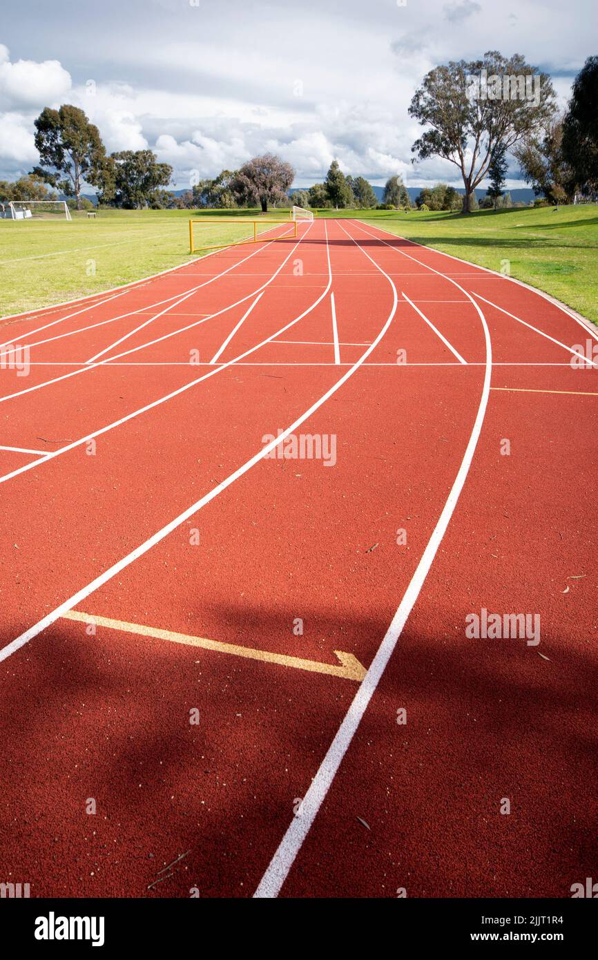 View of a running track at a sports club Stock Photo - Alamy
