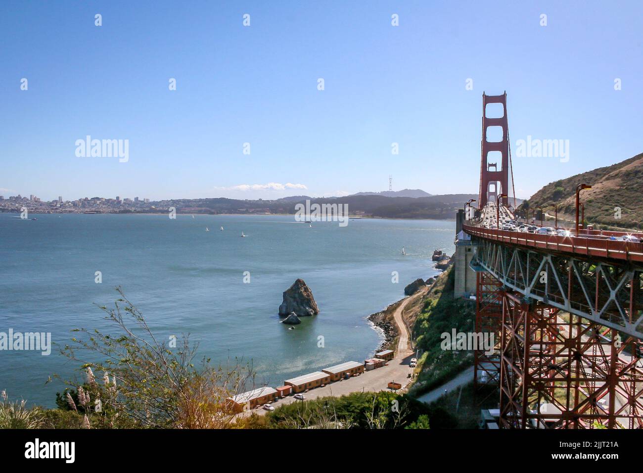 A scenic view of the Golden Gate Bridge and the San Francisco Bay Stock ...