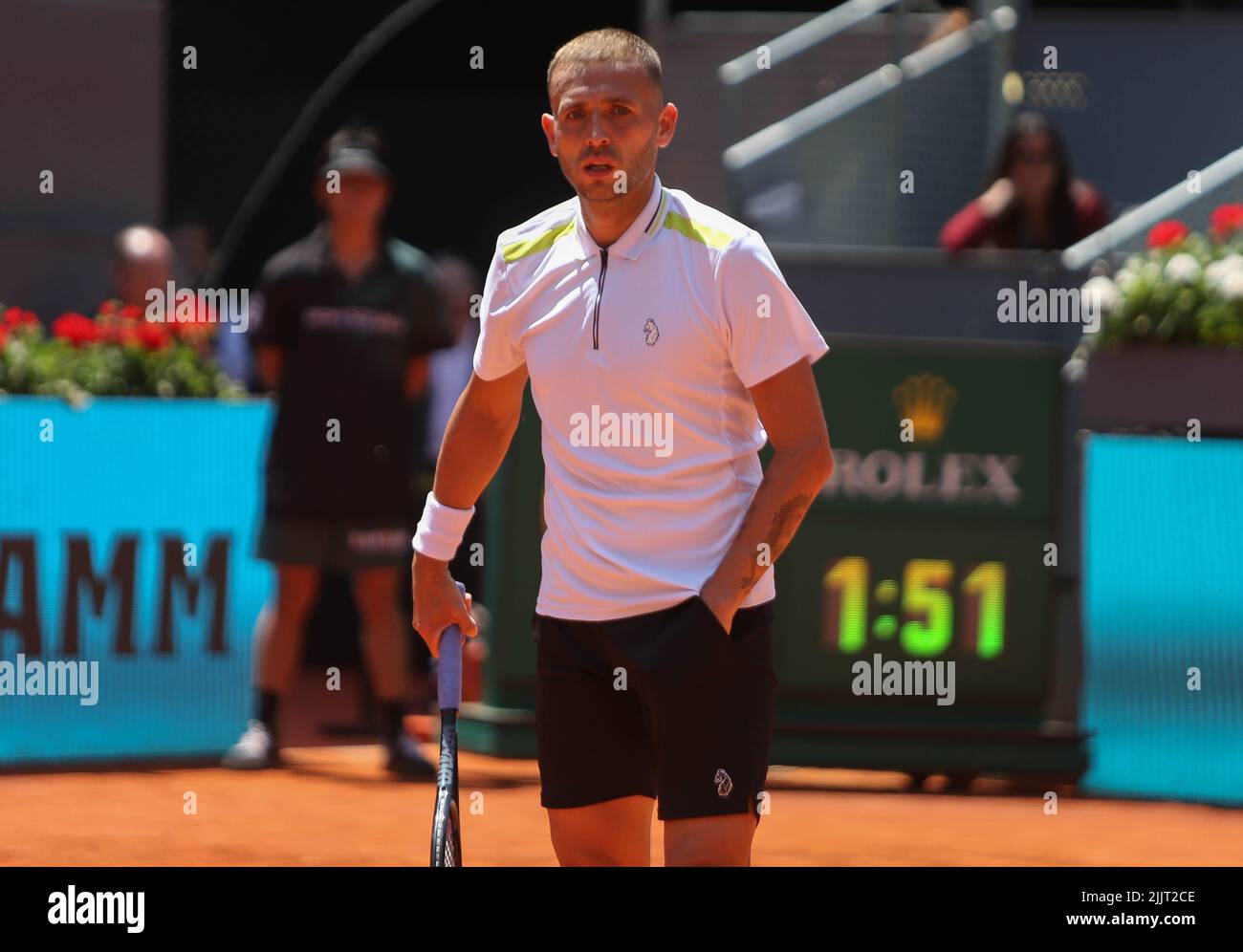 Daniel Evans of Great Britain during the Mutua Madrid Open 2022 tennis ...