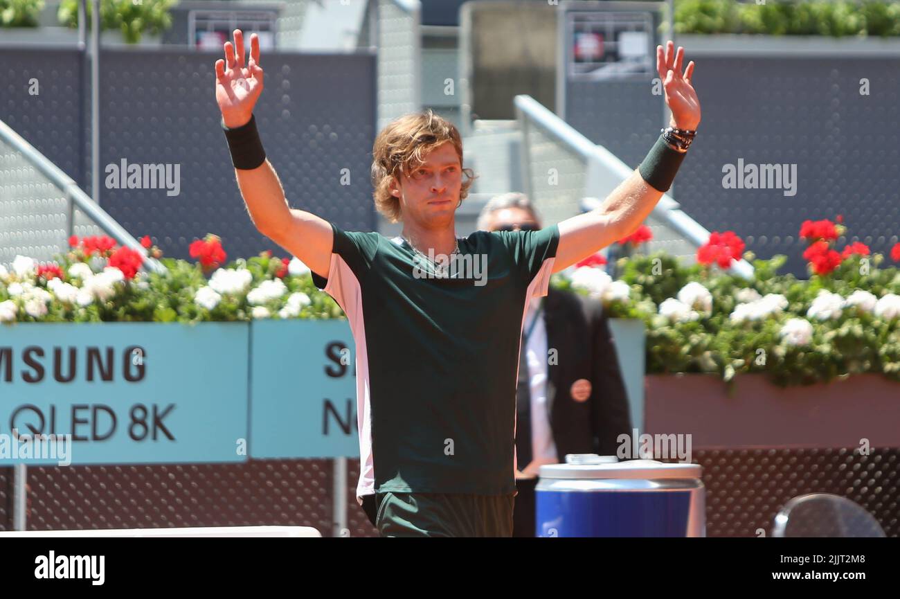 Andrey Rublev of Russia during the Mutua Madrid Open 2022 tennis ...