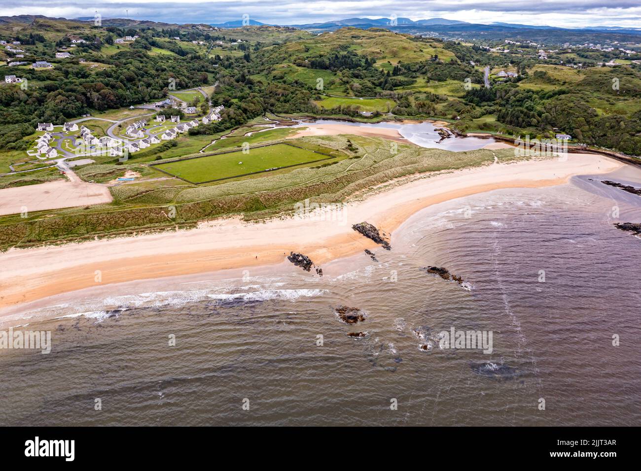 Aerial of Fintra beach by Killybegs, County Donegal, Ireland Stock ...