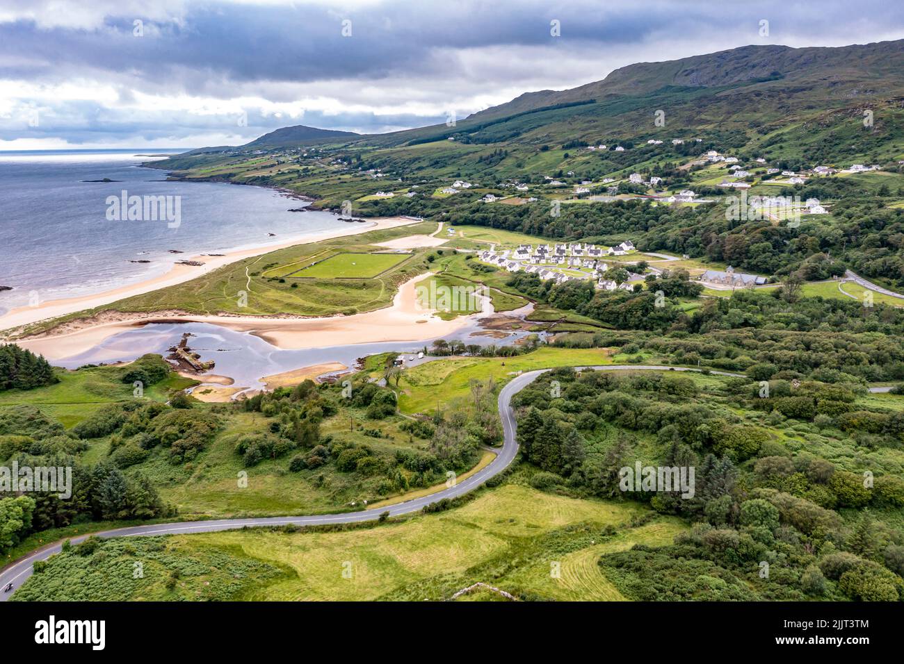 Aerial view of the Fintra road by Killybegs County Donegal, Ireland ...