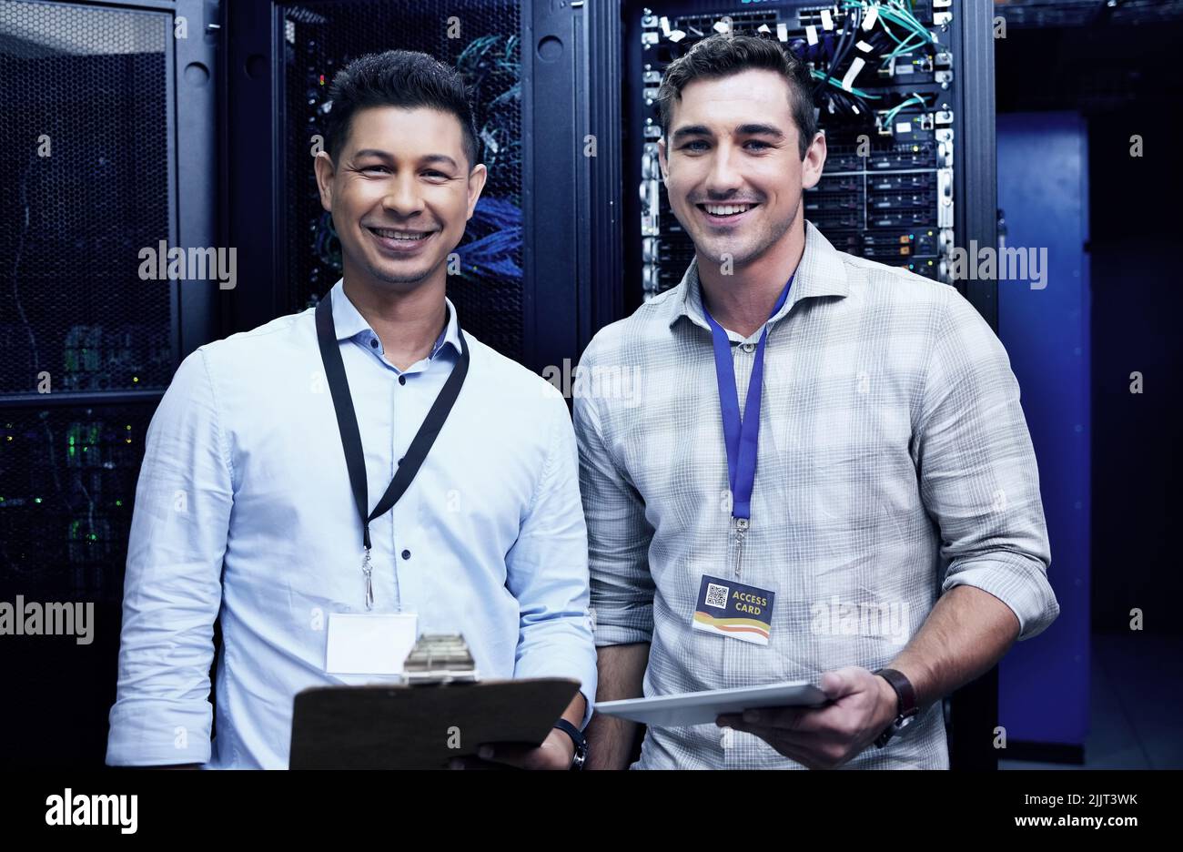 Need a network upgrade Were your guys. two young men working together ...