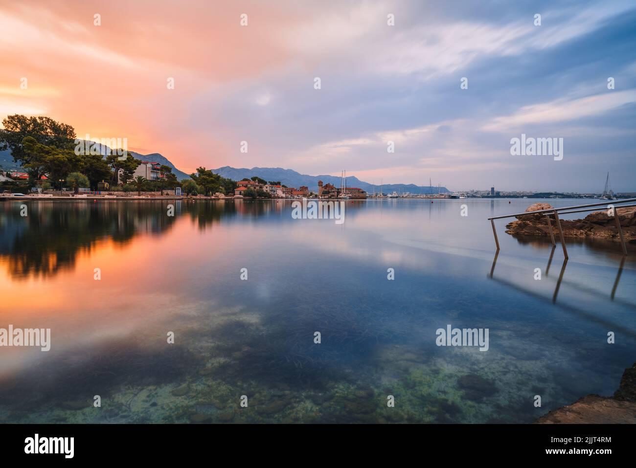 A mesmerizing view of a beautiful seascape at sunset in Kastel ...