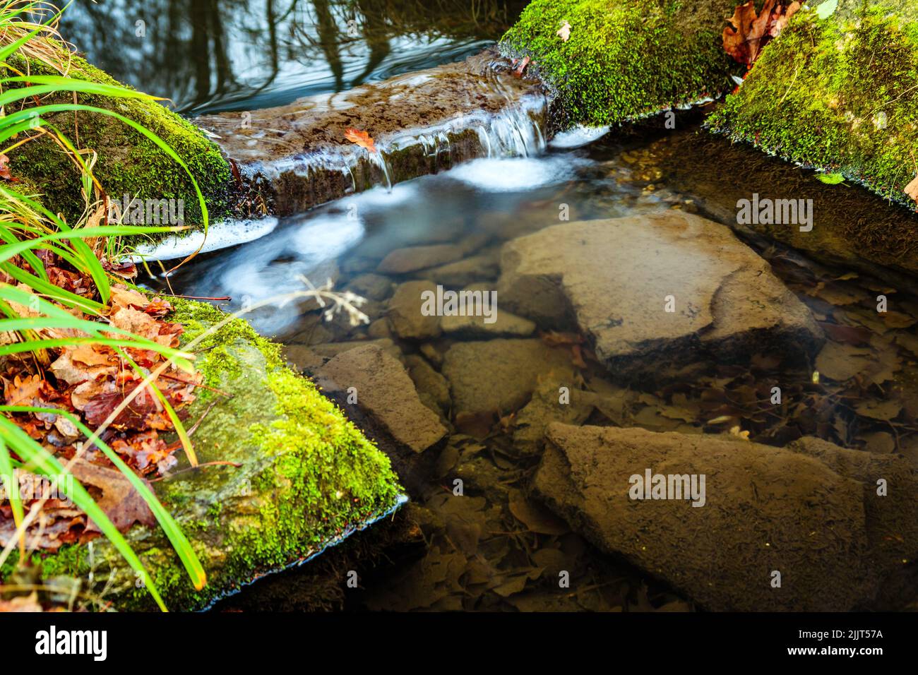 A natural view of the stream with big rocks underwater Stock Photo - Alamy