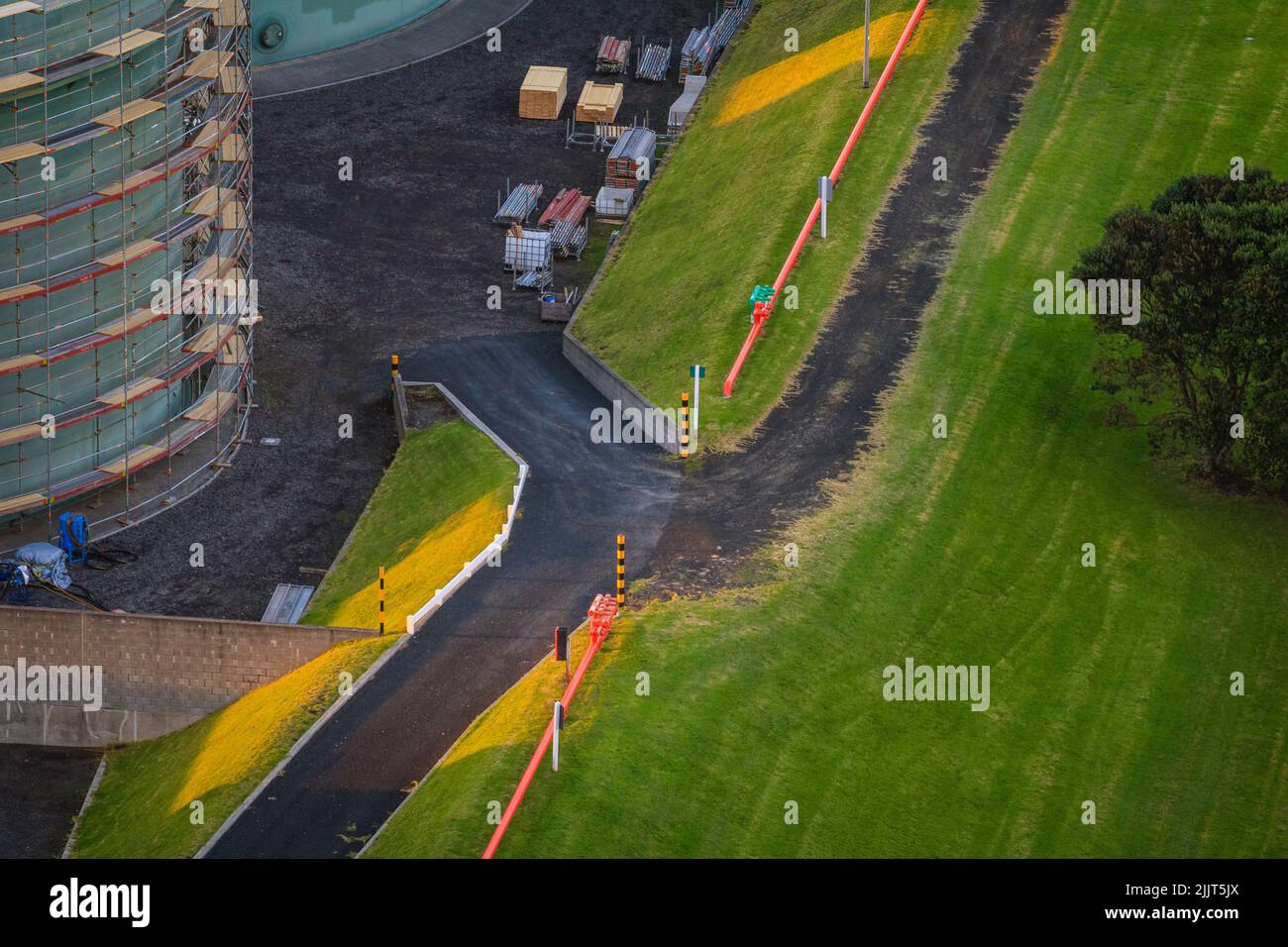 An aerial shot of the Paritutu Rock New Plymouth in New Zealand Stock ...