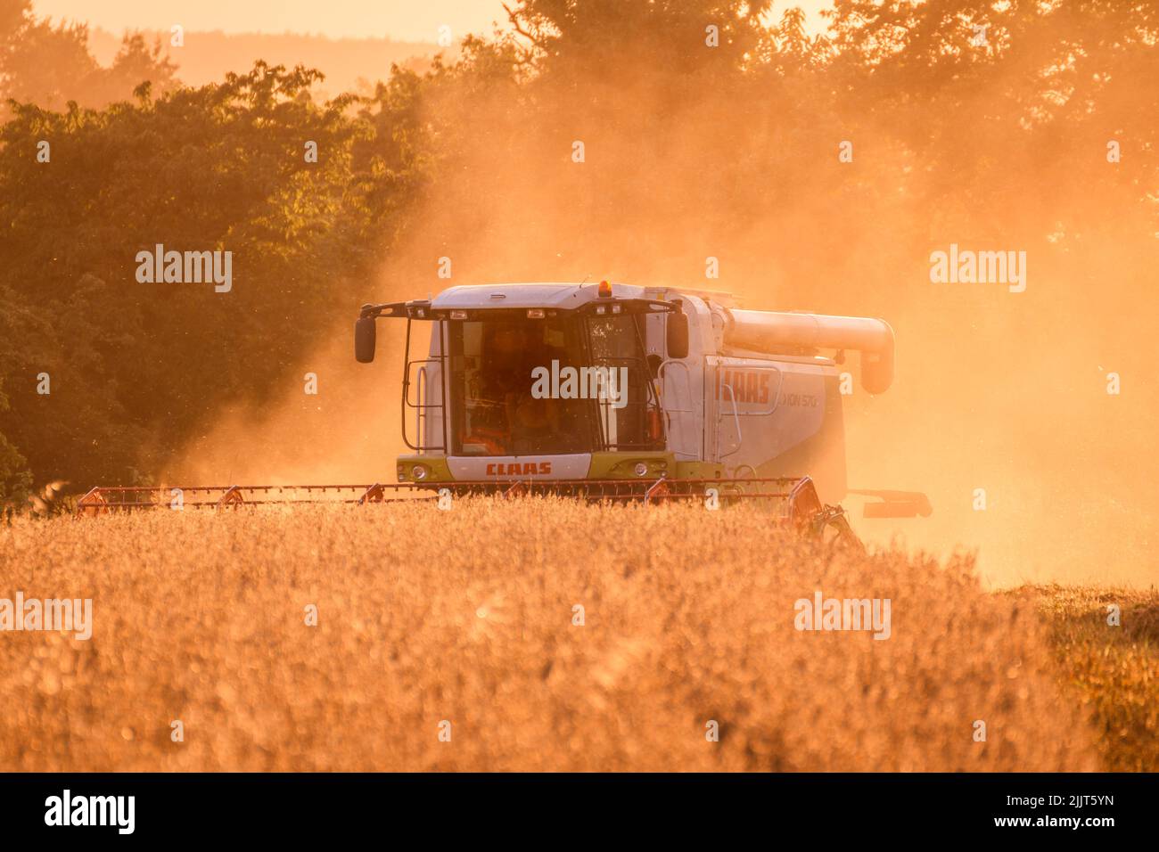 A harvest in Frankfurt, Germany, with a combine harvester from Claas ...