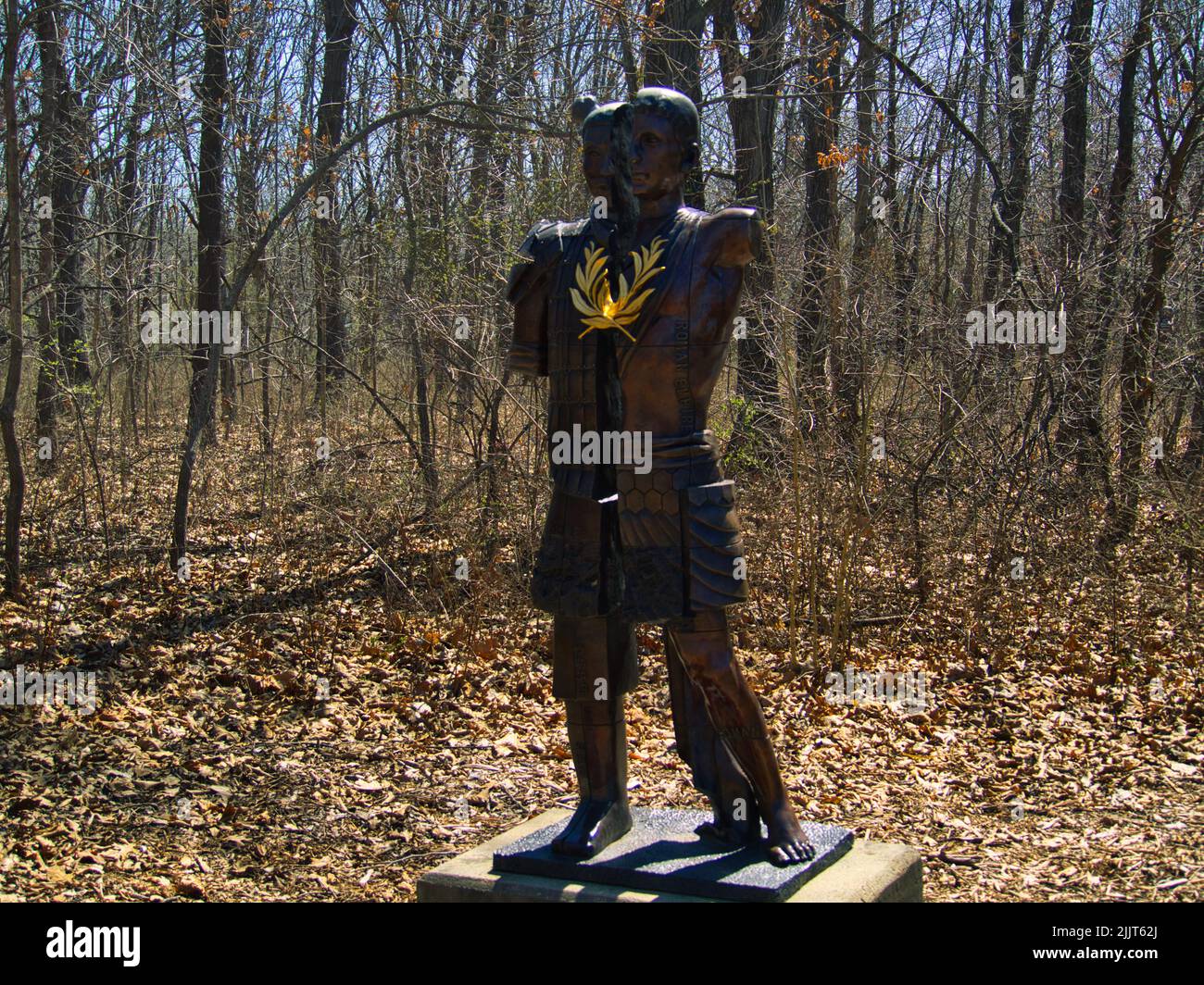 A bronze sculpture at the Overland Park Arboretum in Kansas, the United ...