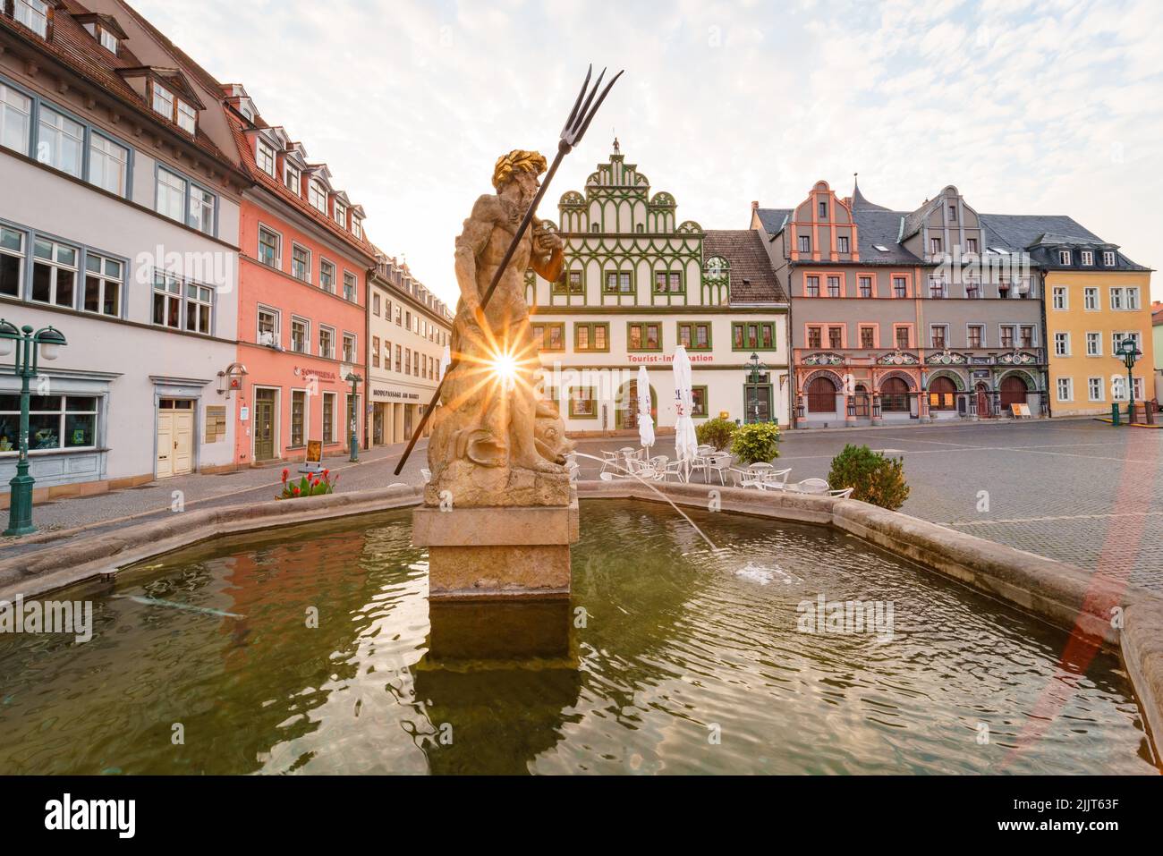 The landmarks of the old town of Weimar early in the morning in Germany ...