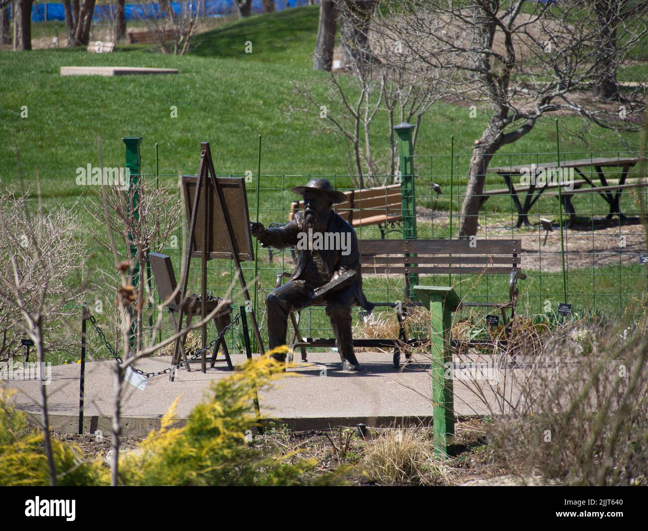 The bronze sculpture of Claude Monet at the Overland Park Arboretum ...