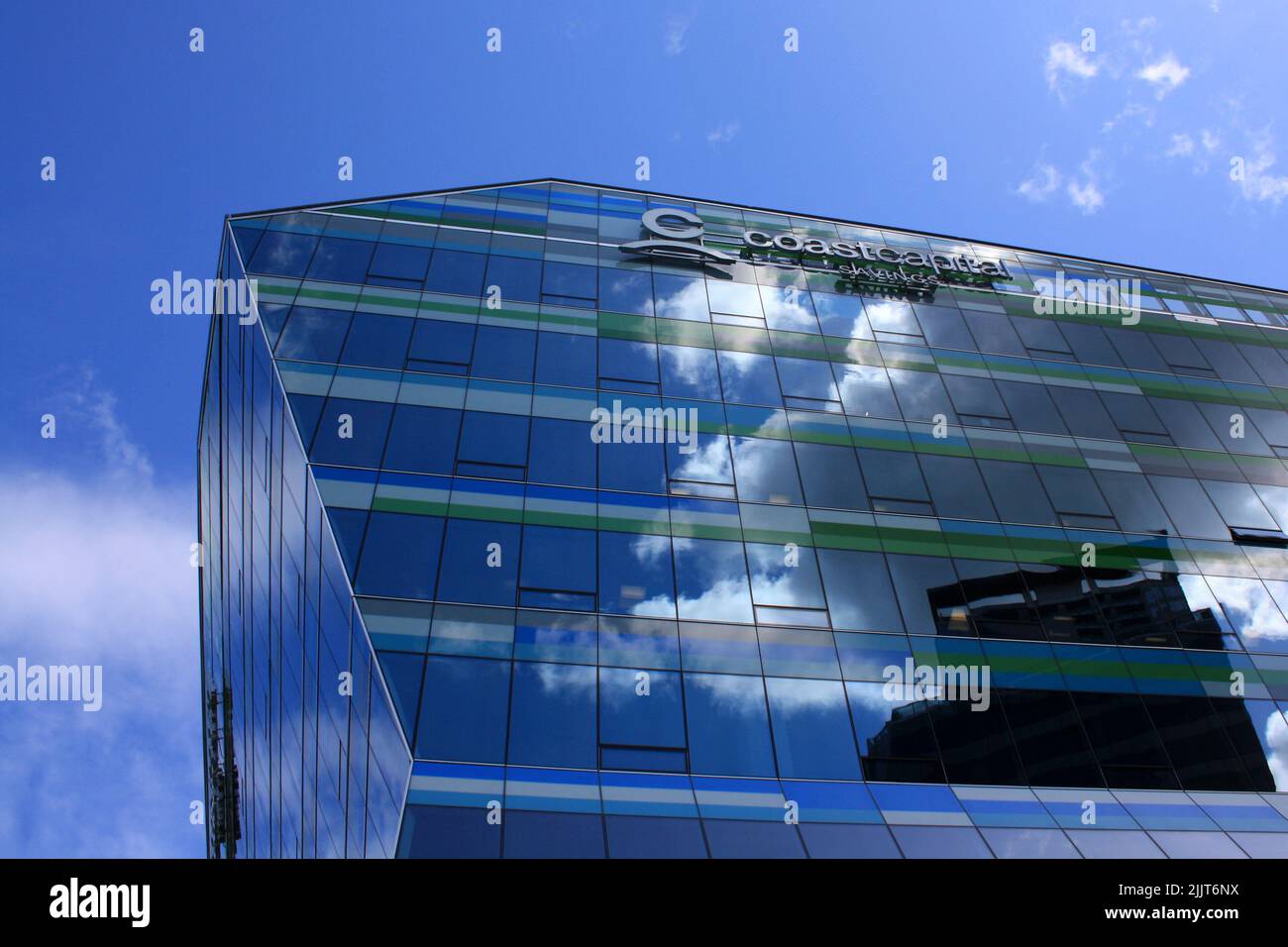 A low angle shot of Coast Capital office building in King George Hub ...