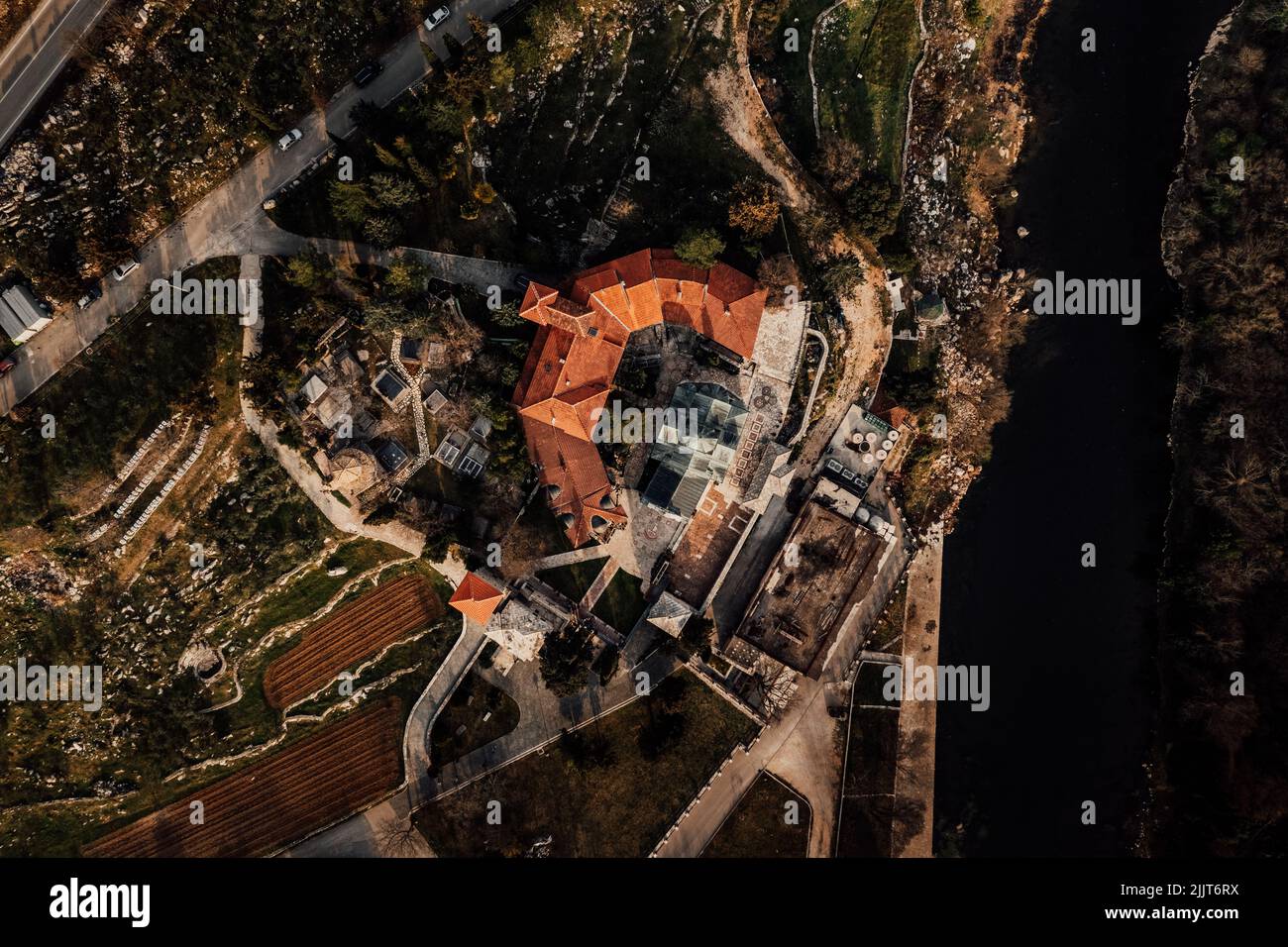 The top view of Tvrdos Monastery in Trebinje Bosnia and Herzegovina ...