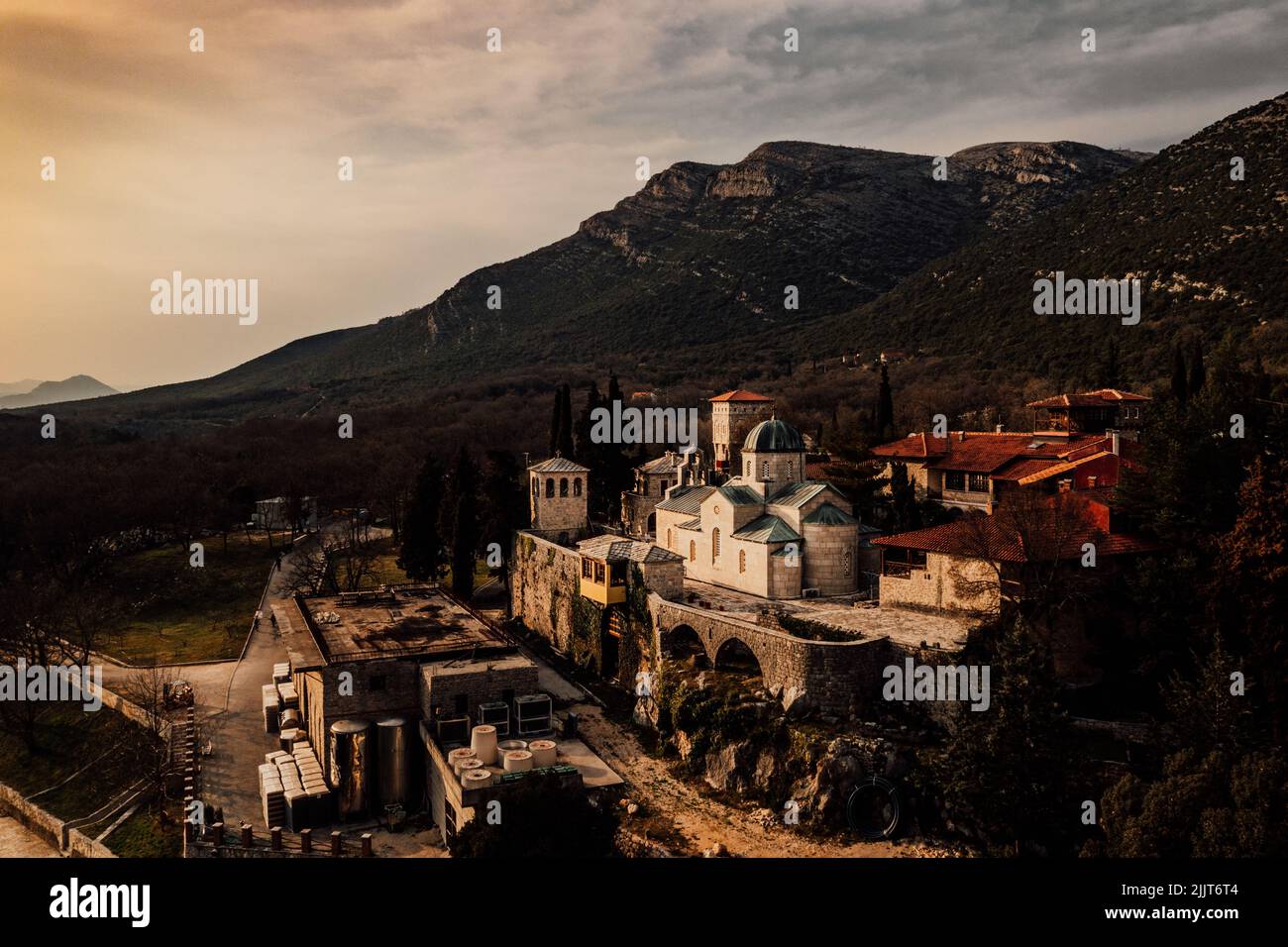 The top view of Tvrdos Monastery in Trebinje Bosnia and Herzegovina ...