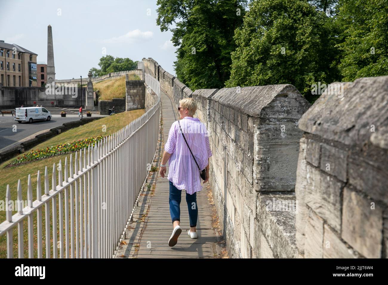 City of York ancient roman walls, female blonde tourist model released ...