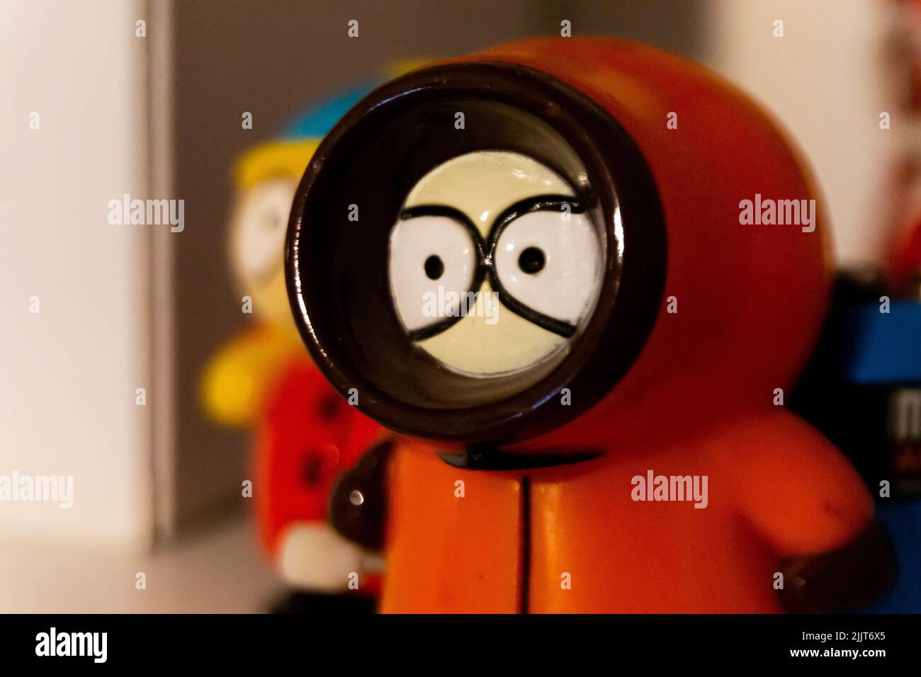 A closeup shot of Southpark Kenny Action figure closeup cartoon in ...