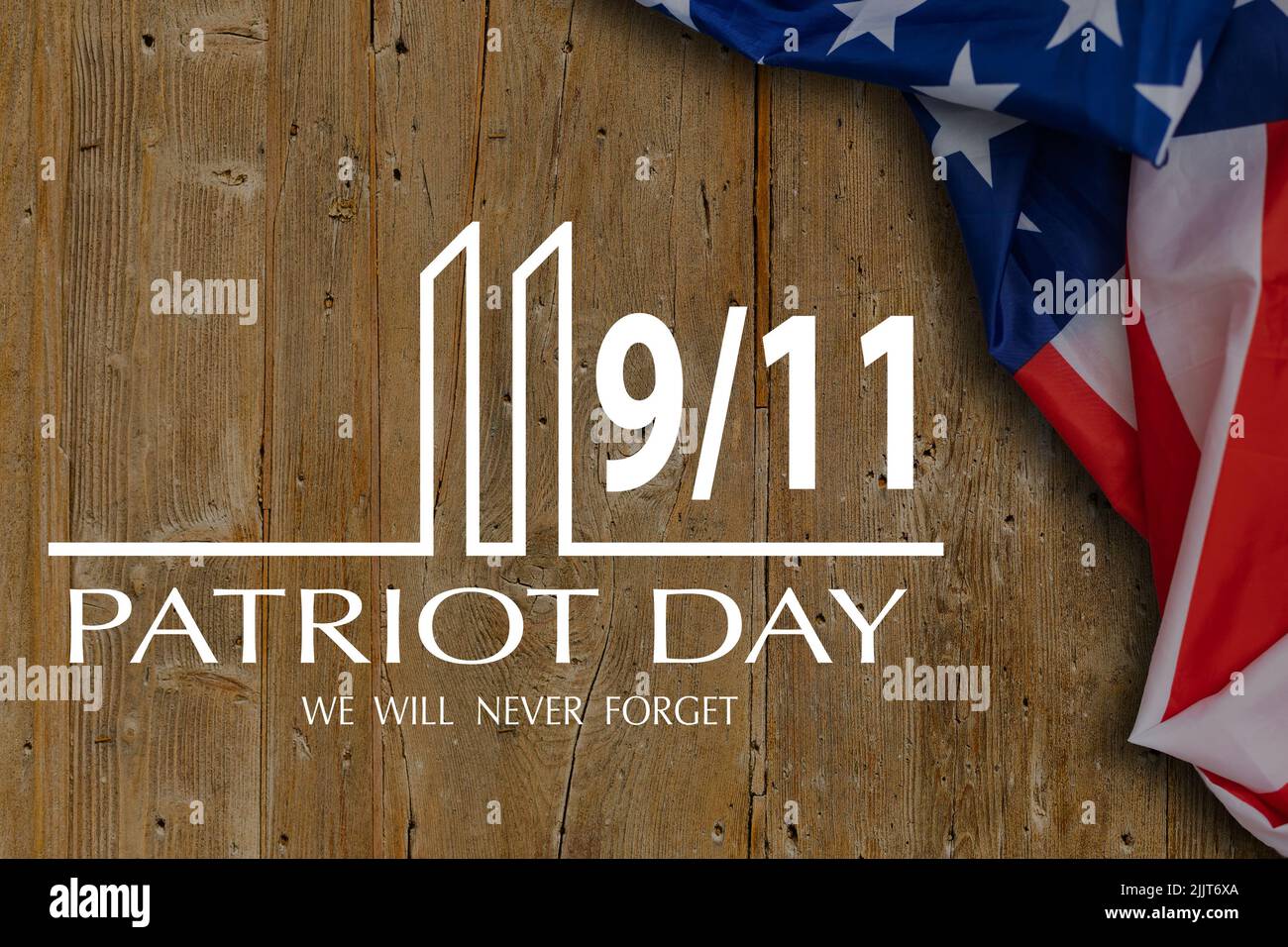 9 11 Memorial Illustration reading Never Forget with photograph of an ...