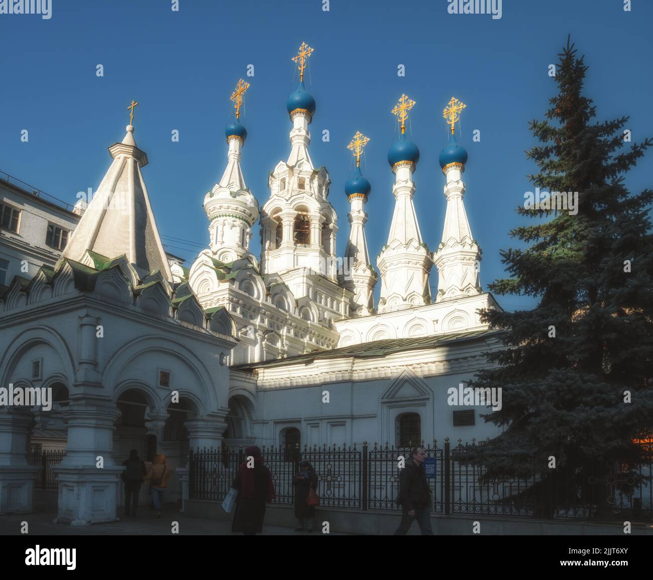 A beautiful shot of the white Church of the Nativity of the Blessed ...