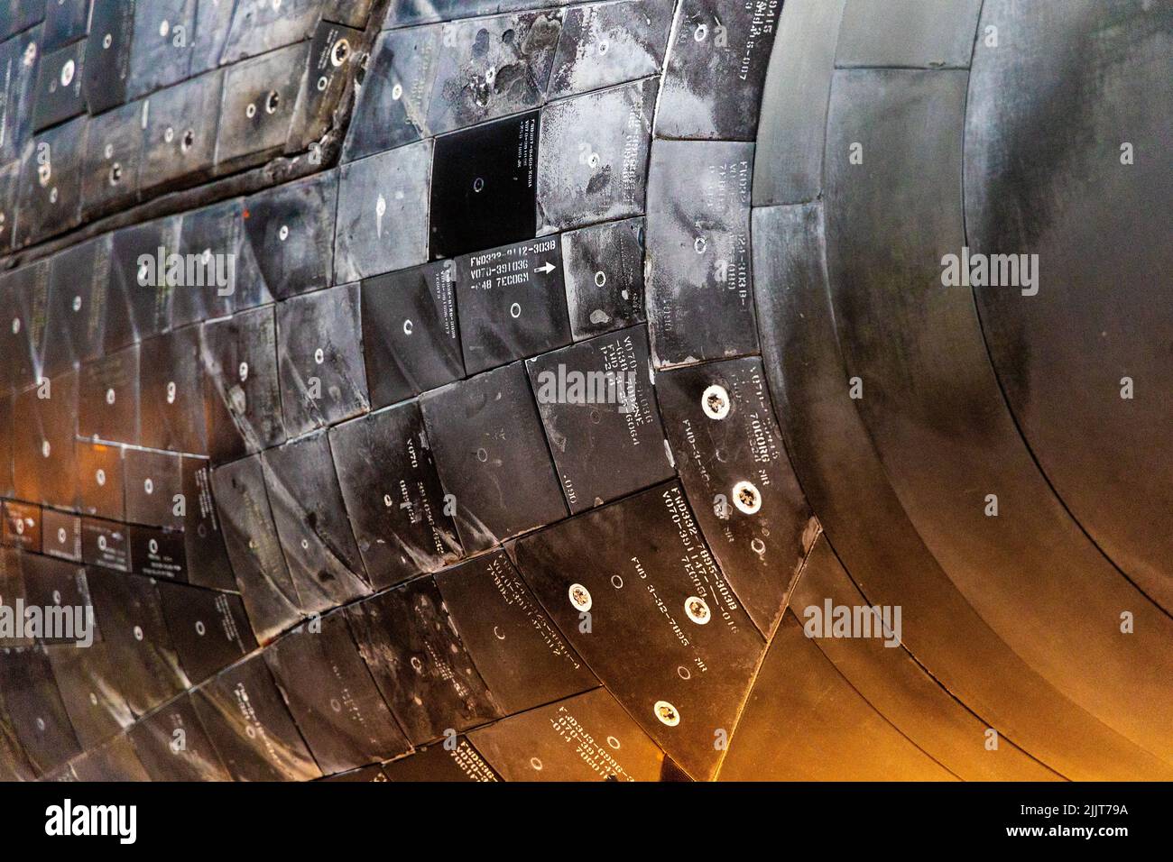 Detailed shot of the heat shielding of the Discovery Space Shuttle ...