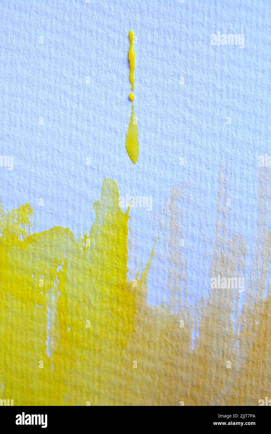 Watercolour page texture with yellow paint and paint drip Stock Photo ...
