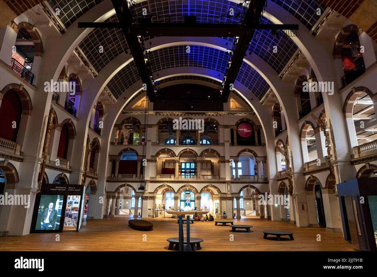 Immense central hallway and exhibition room of the Dutch Tropenmuseum ...