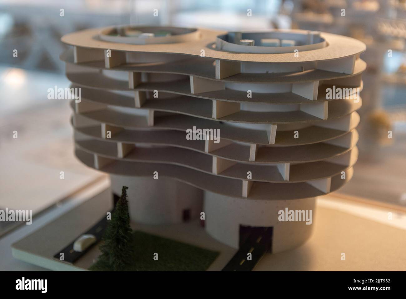 Soft tones in visual miniature impression of architectural project in ...