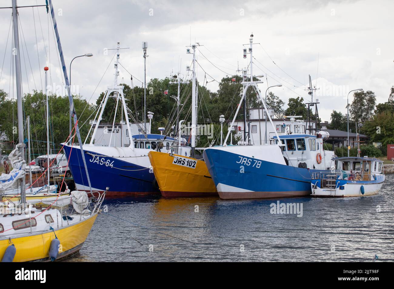 Jastarnia, Poland - town, port and harbour area, boats, ships, yachts ...