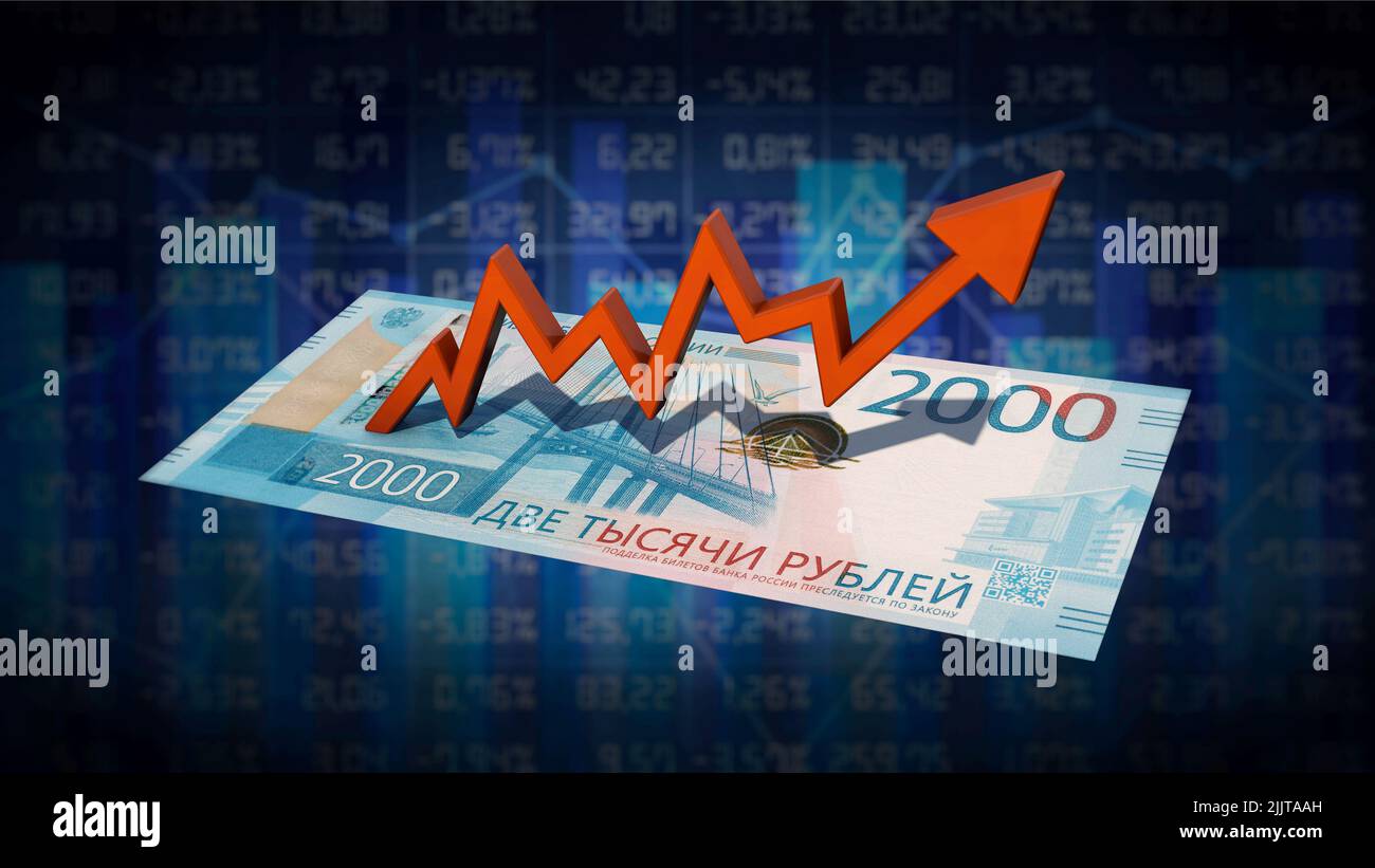 Rising graph on ruble bill Stock Photo - Alamy