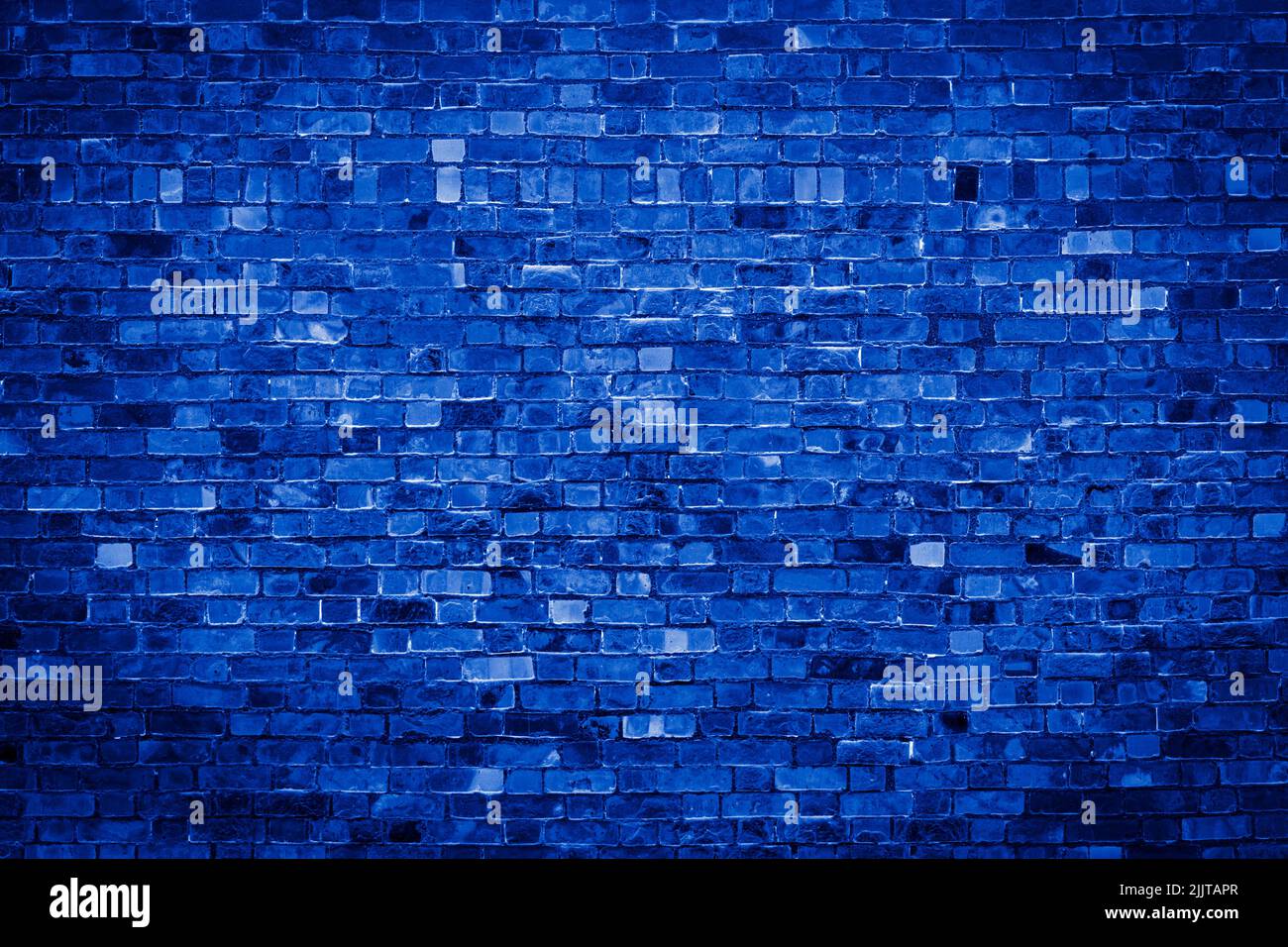 Blue background of brick wall. Horizontal creative theme poster ...