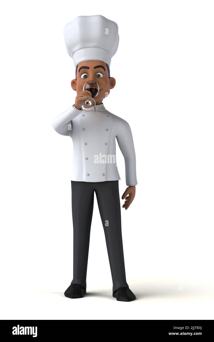 Fun 3D cartoon illustration of a chef with a glass of wine Stock Photo ...
