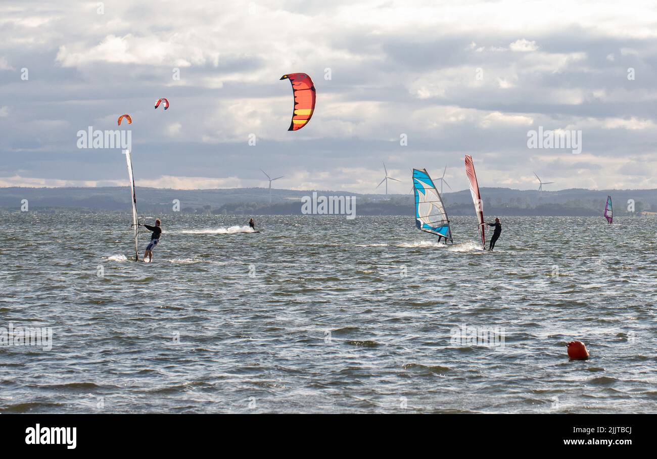 Kitesurfing, sky full of kites, kitesurfers, Gulf of Gdansk, Hel ...