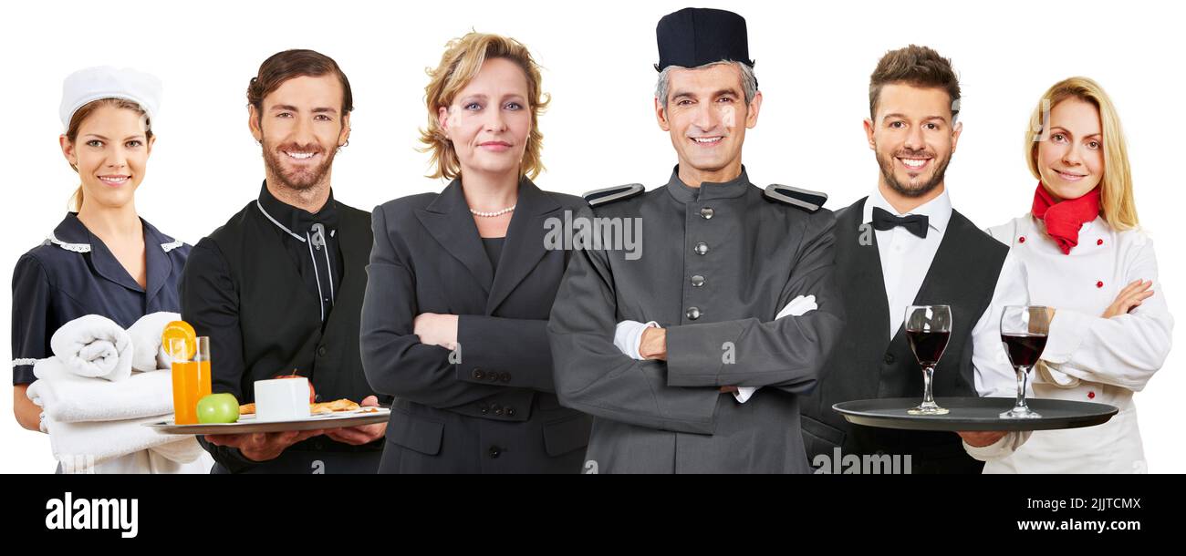 Hotel staff of different professions as a team and service concept ...