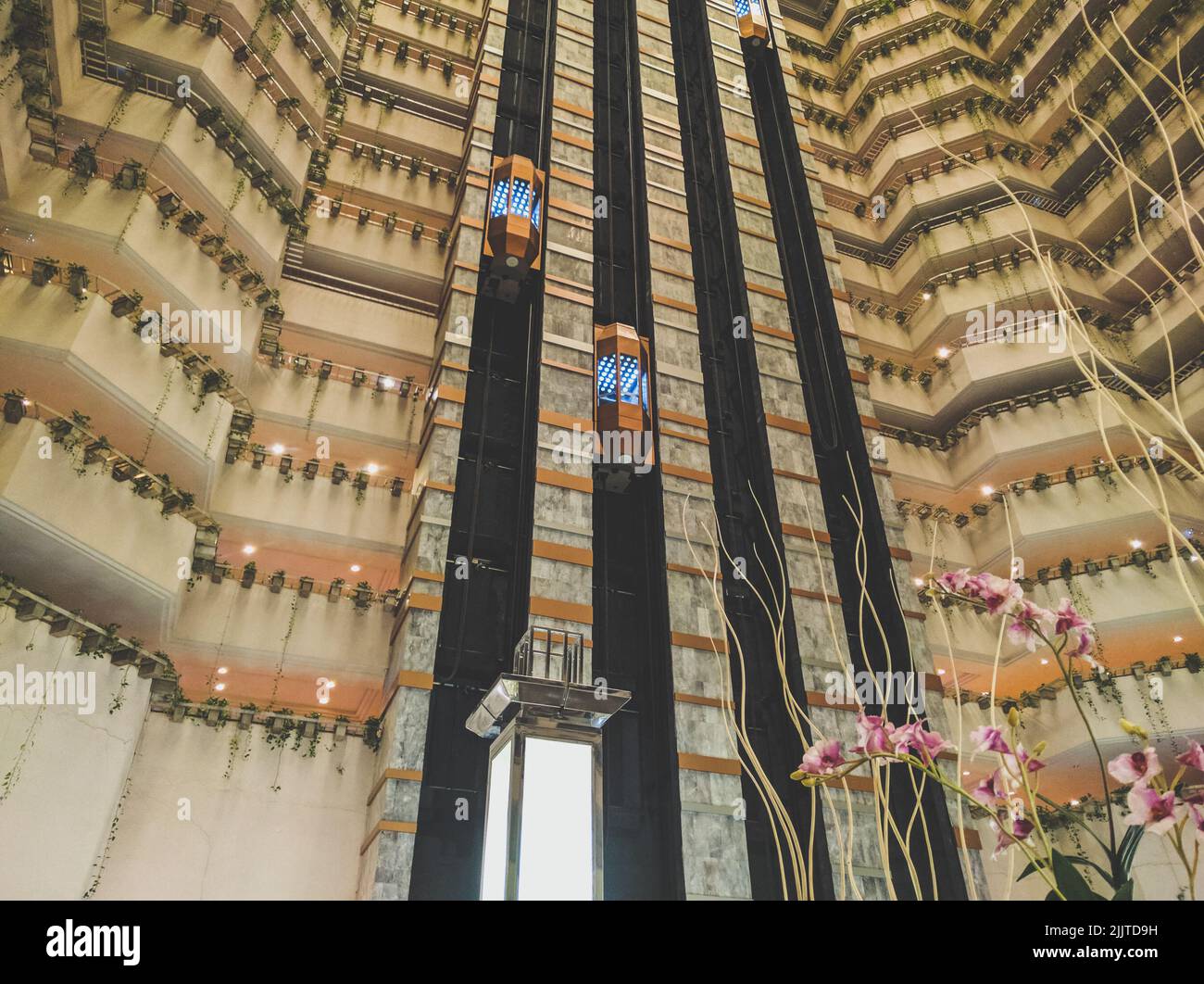 A low angle shot of the elevators on the modern building Stock Photo ...