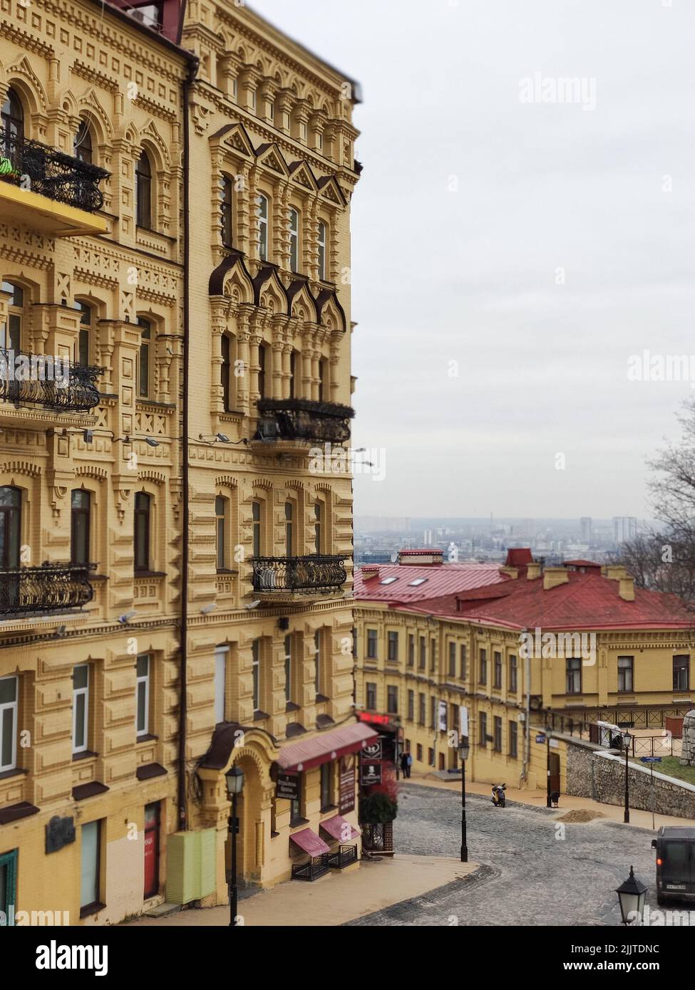 an old town Kyiv podil houses beautiful architecture ukraine Stock ...
