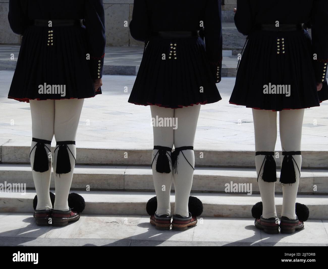 A view of shoes and clothing at the changing of the guard in Athens ...