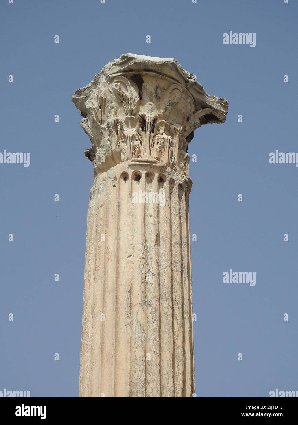 An ancient column in the garden of the Tower of the Winds in Athens ...