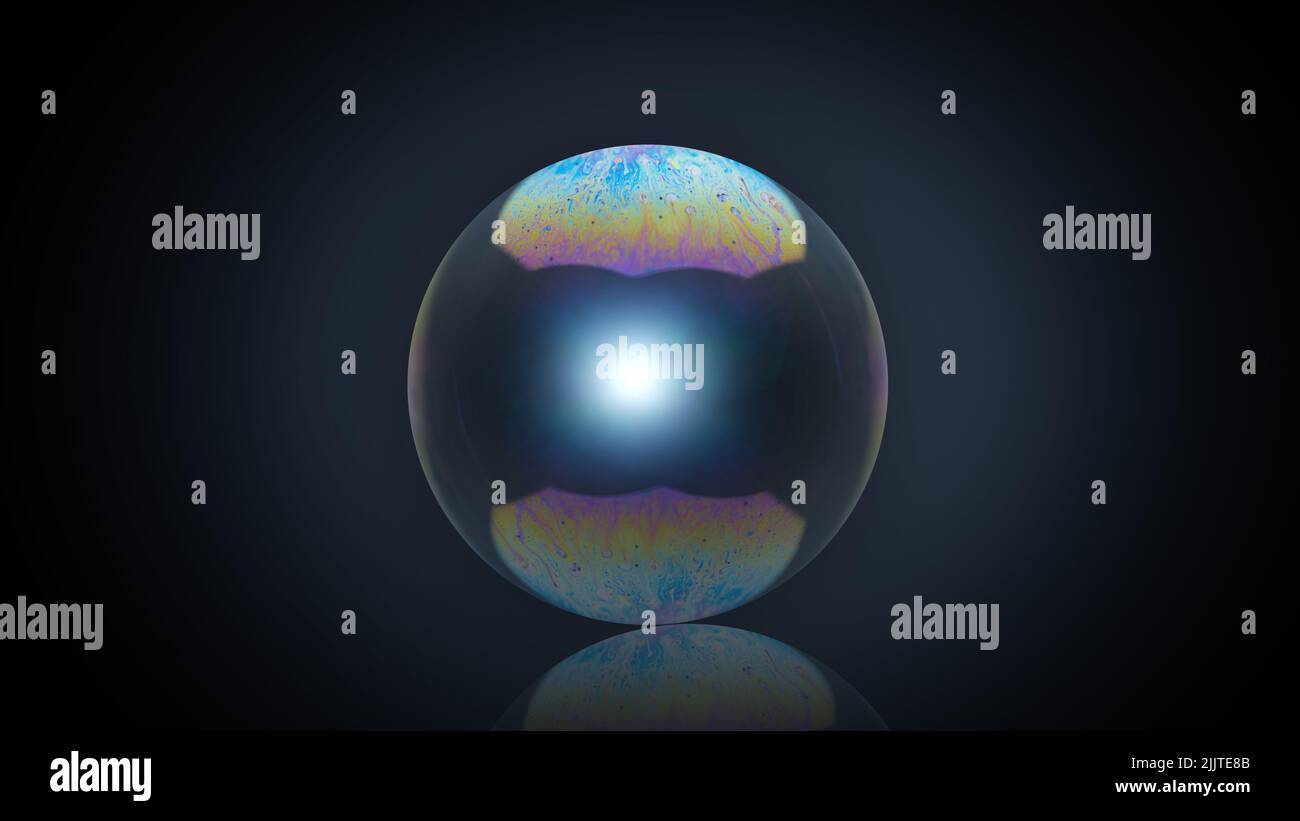 Beautiful soap bubbles animation graphics on black background. Abstract ...