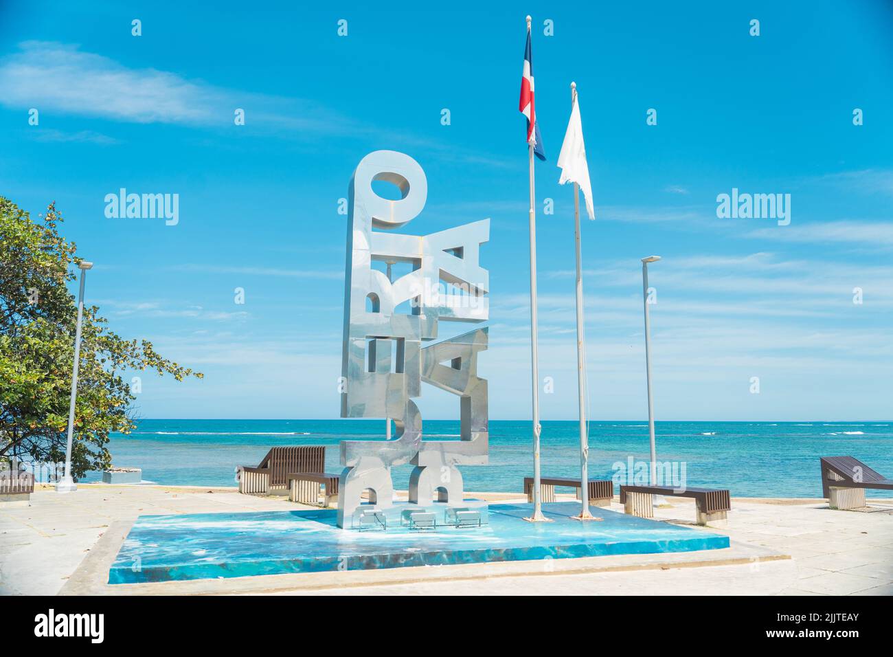 A big shiny sign in Puerto Plata, Dominican republic Stock Photo - Alamy
