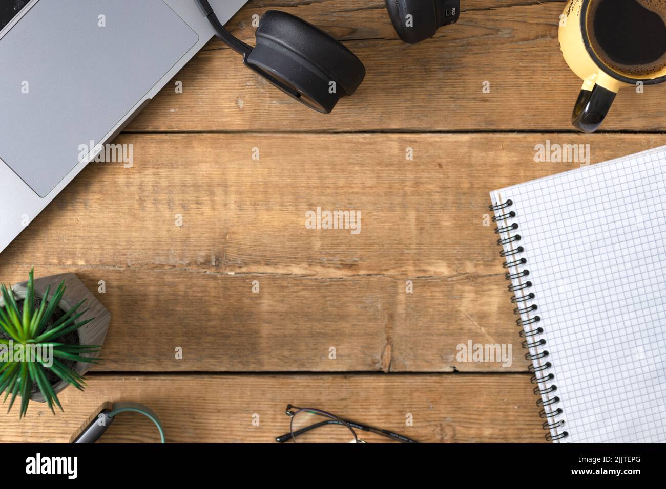 Office workplace top view online work or education background Stock ...