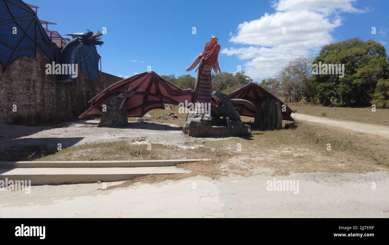 A big dragon sculpture in Ponderosa Adventure Park in Costa Rica Stock ...