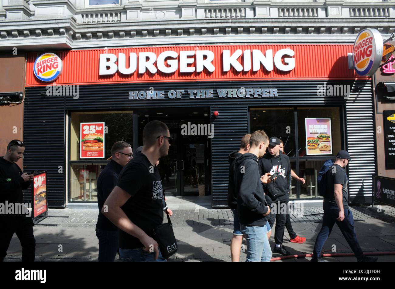 Copenhagen /Denmark/28 July 2022/American fast food chain Burger king restaurant in danish ...