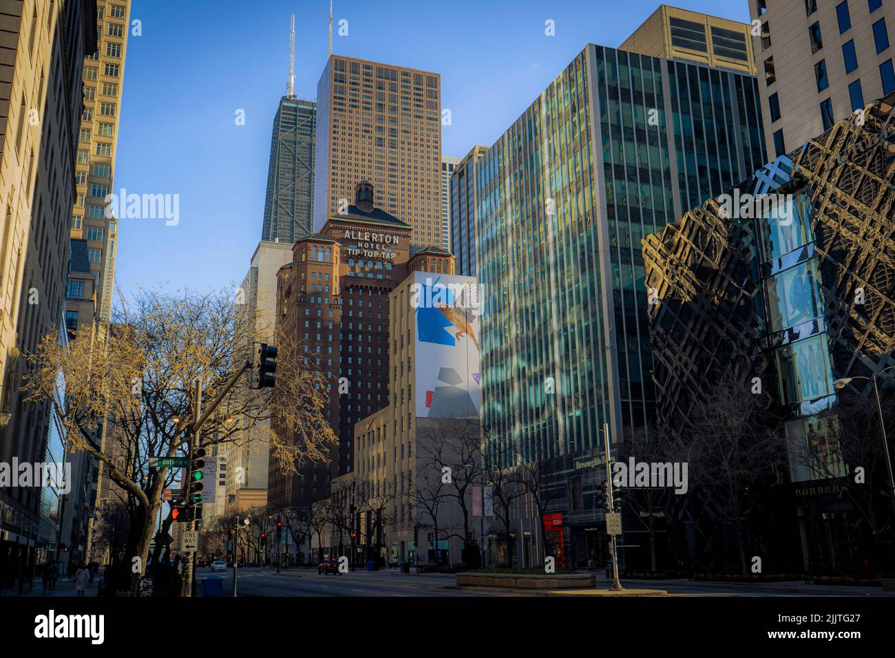 A beautiful shot of morning lights and shadows on the buildings in ...