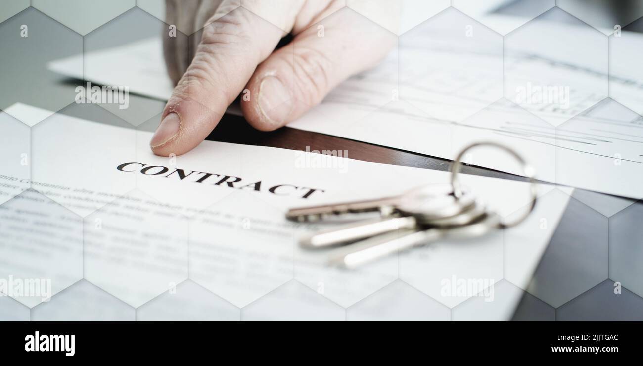 Realtor showing contract finger hi-res stock photography and images - Alamy