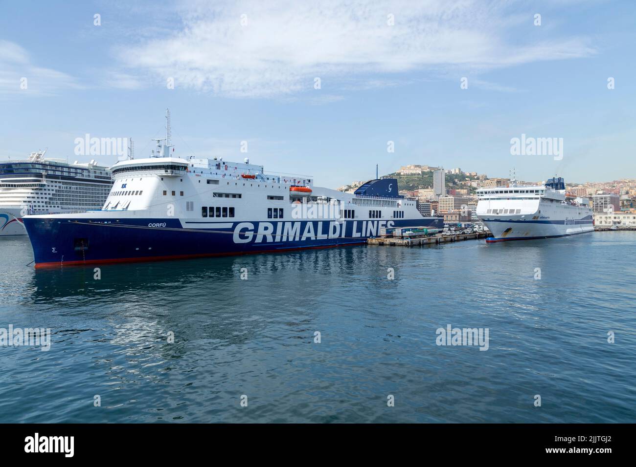 Italian Ferries docked at the Port of Naples, Italy, Europe Stock Photo ...