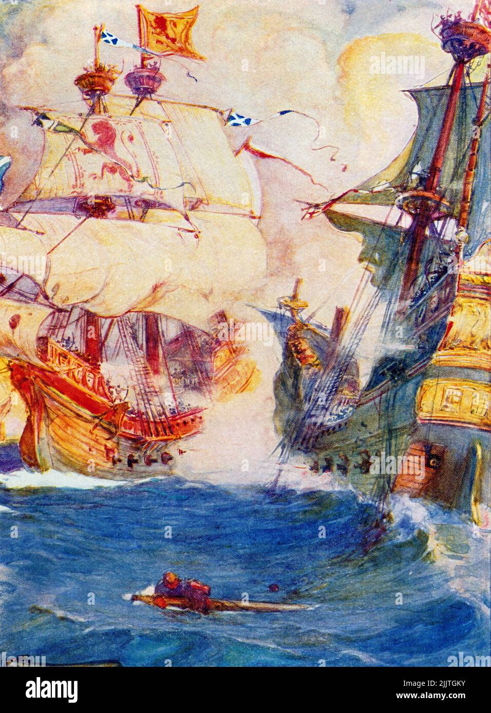 Illustration of Sir Andrew Wood of Largo with Two Ships The Yellow ...