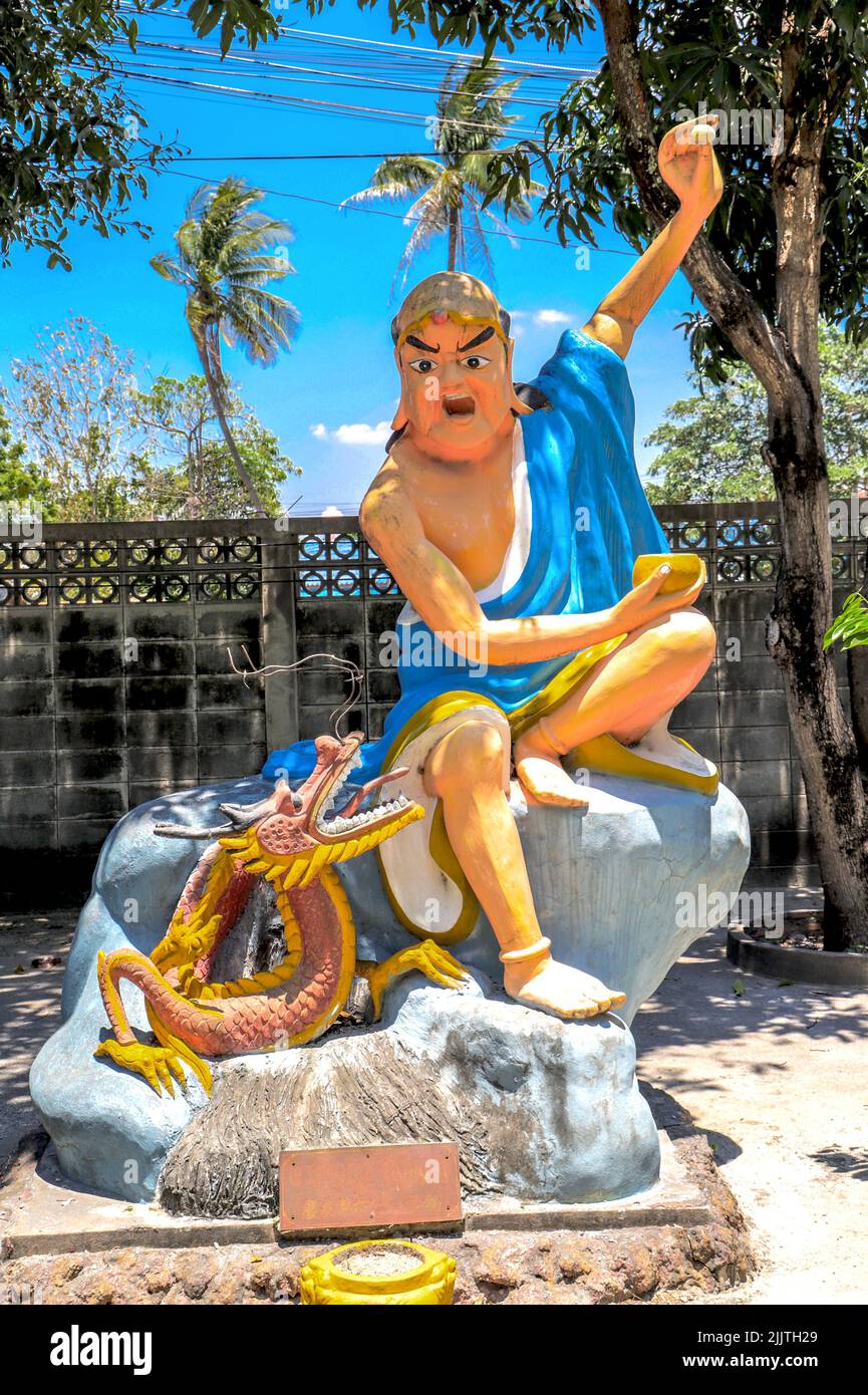 A statue in Wat Saen Suk temple in Bang Saen city, Chonburi province ...