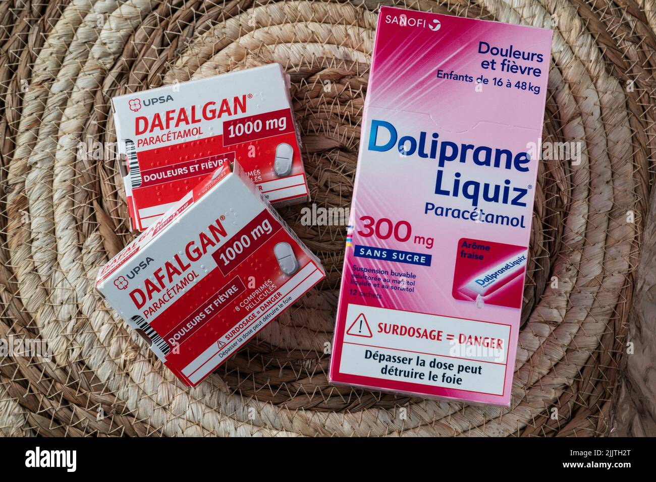 Pain Medicine Paracetamol Doliprane and Dafalgan Stock Photo - Alamy