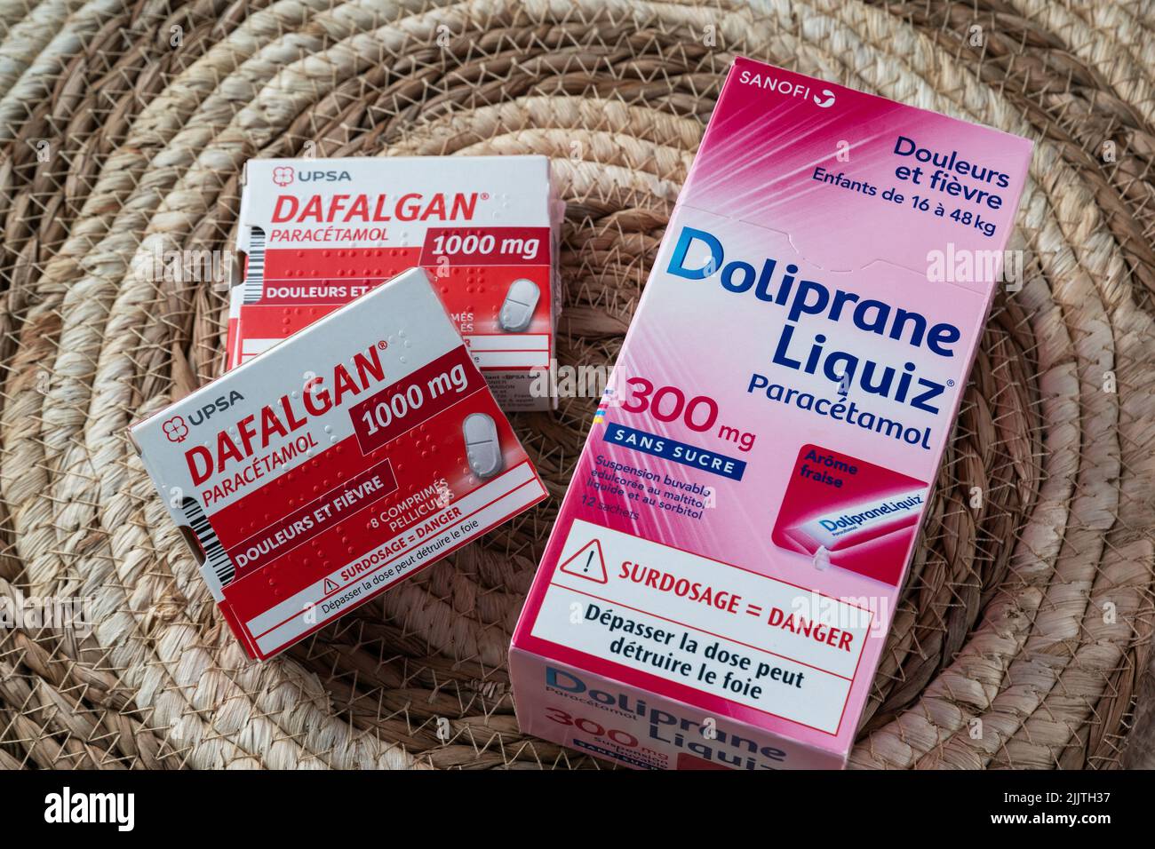 Pain Medicine Paracetamol Doliprane and Dafalgan Stock Photo - Alamy