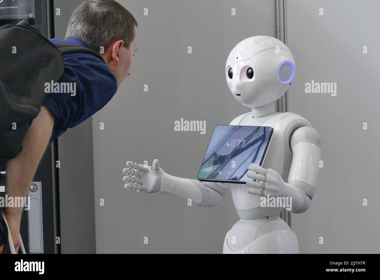A social humanoid robot optimized for human interaction through conversation and his touch ...